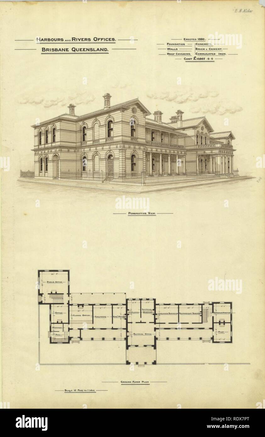 Architectural plan of the Harbours and Rivers Offices (aka Port Office ...