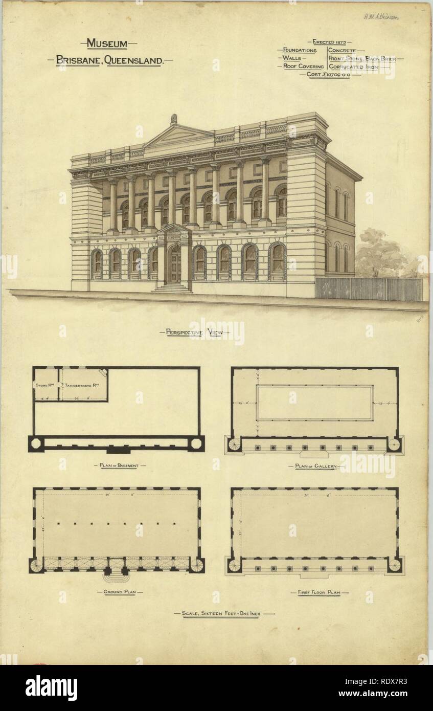 Architectural plans of the Queensland Stock Photo - Alamy