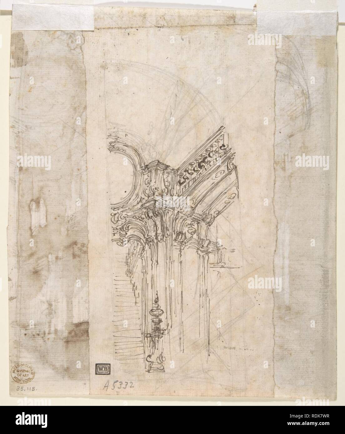 Architectural Study (recto); Separate Sheet with Architectural Drawing ...