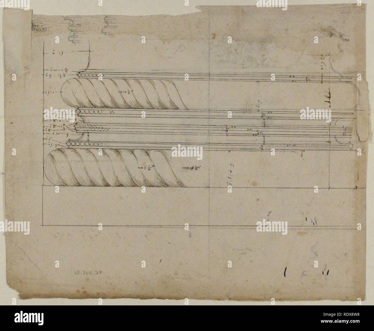 Arco dei Pantani, Forum of Augustus, cornice, elevation; schematic ...