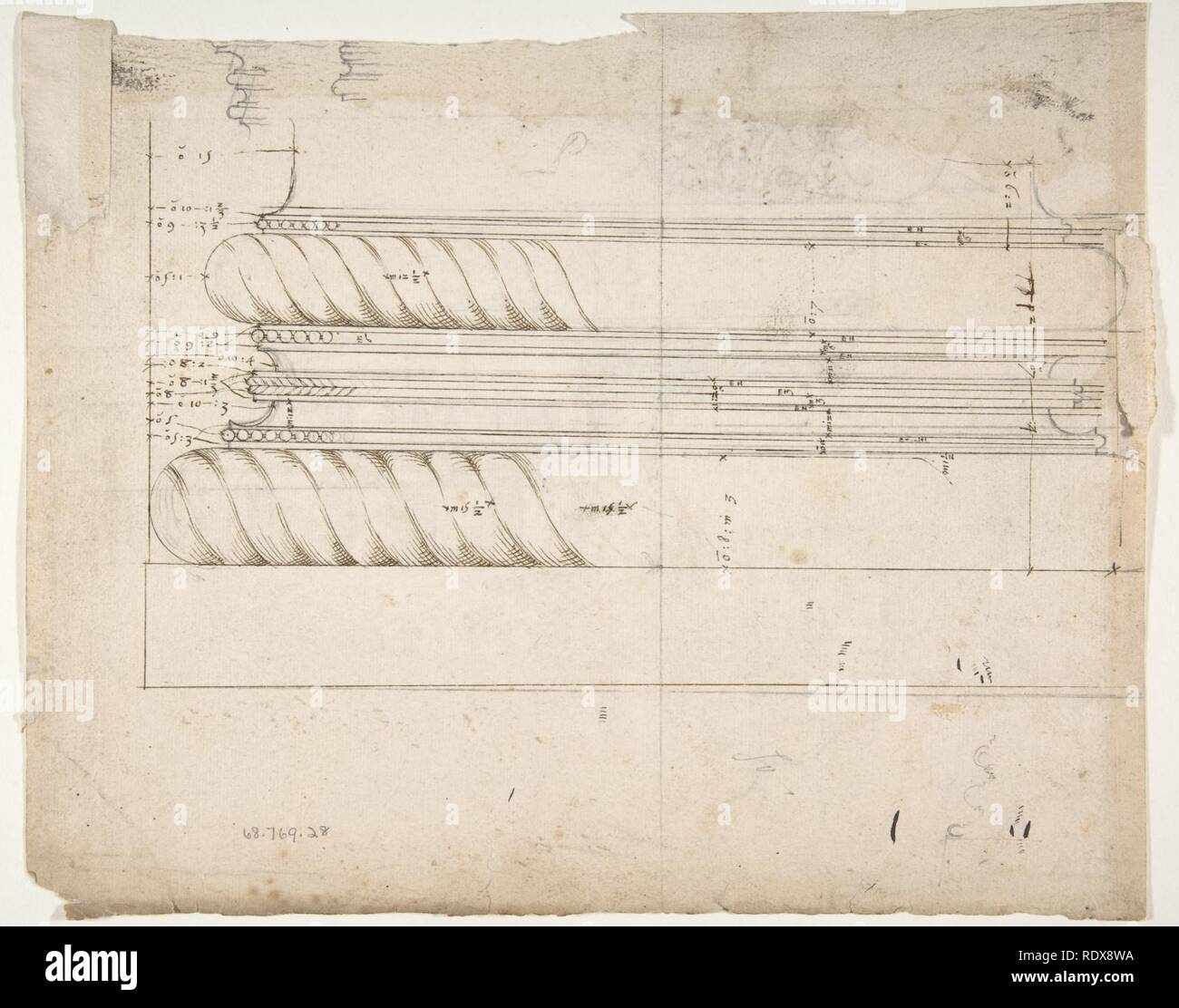 Arco dei Pantani, Forum of Augustus, cornice, elevation; schematic ...