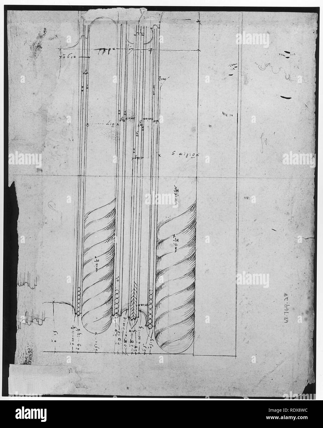 Arco dei Pantani, Forum of Augustus, cornice, elevation; schematic ...