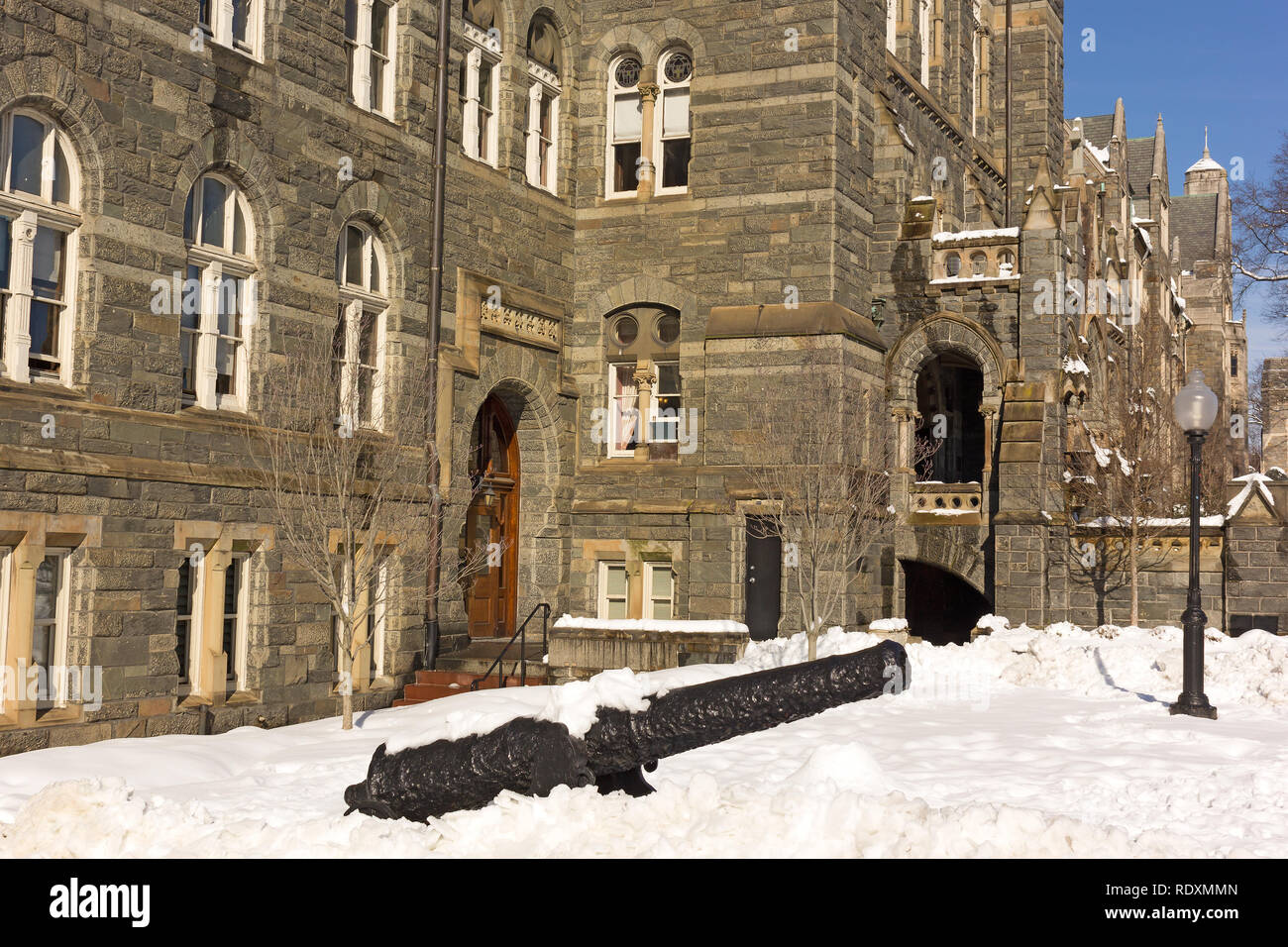Cannon in front of Healy Hall covered by snow after a major snowfall in ...