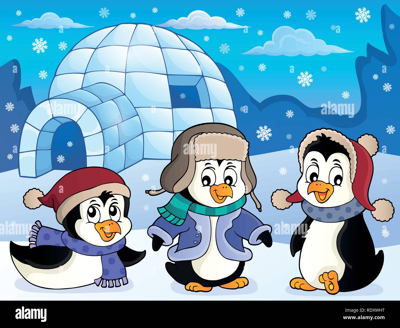 Igloo with penguins theme 4 - eps10 vector illustration Stock Vector ...