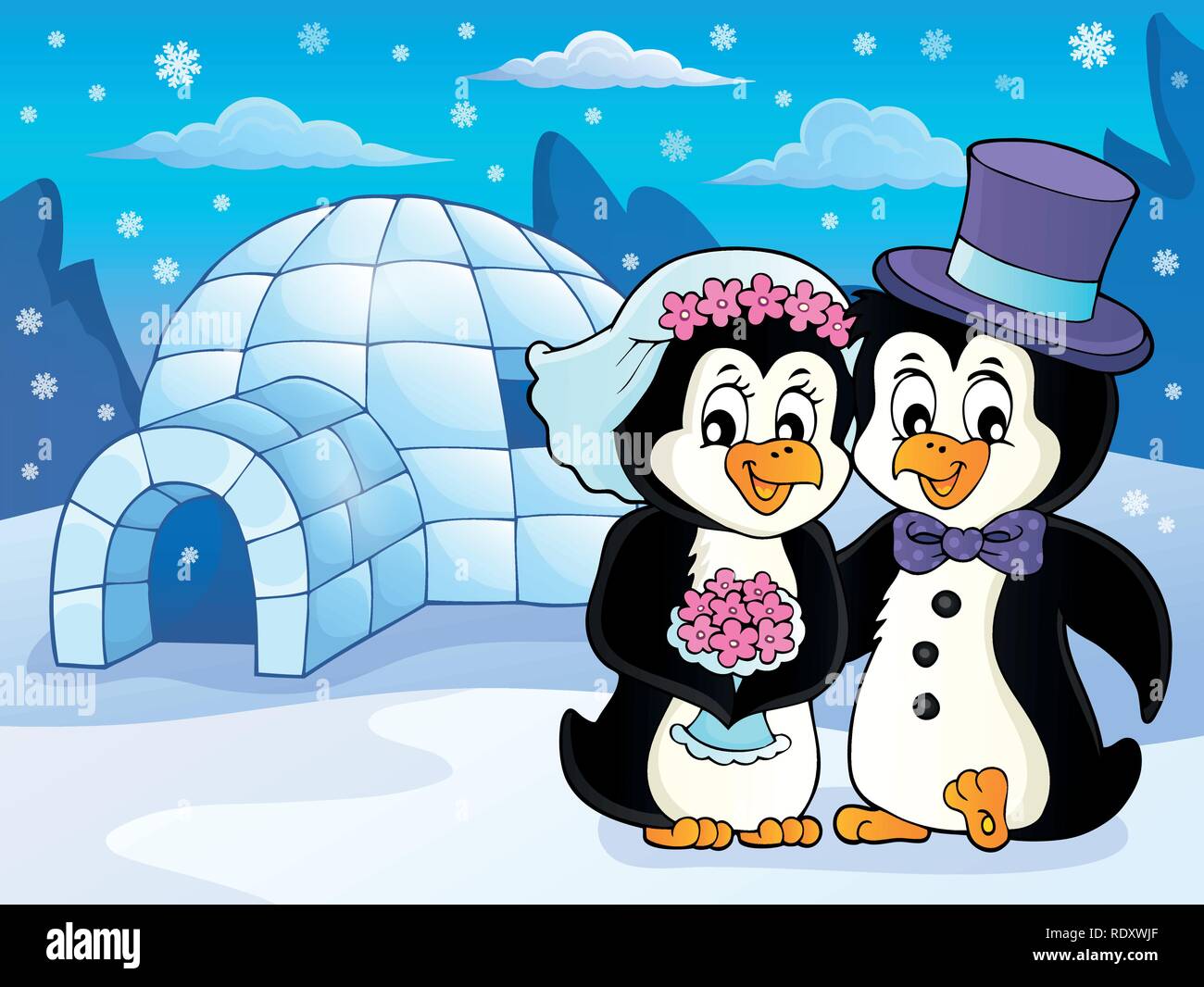 Penguin wedding theme image 2 - eps10 vector illustration Stock Vector ...