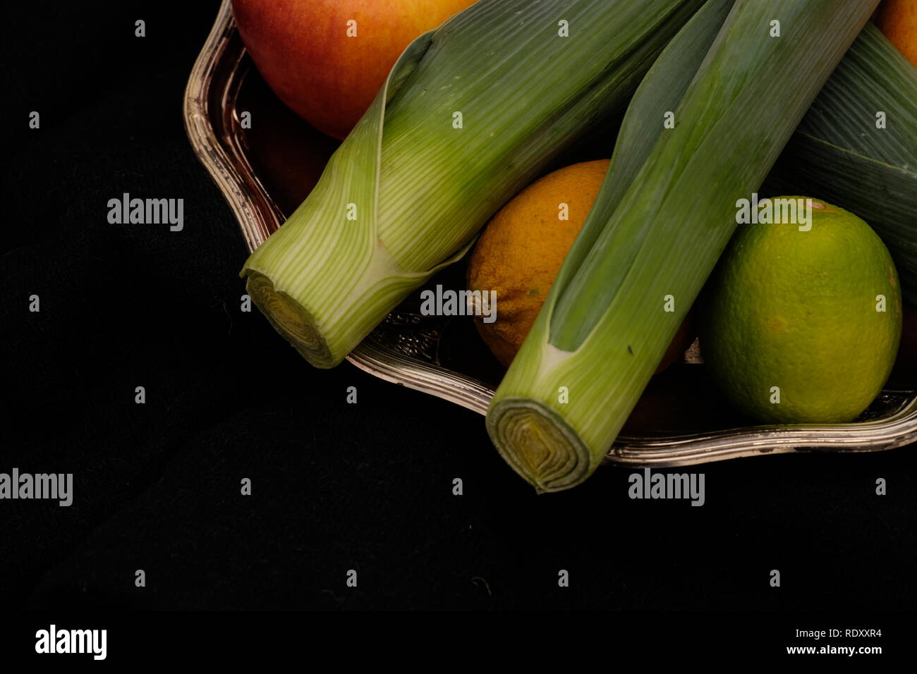 Leek Vegetable Still-life arrangement of fruits and vegetable Stock ...