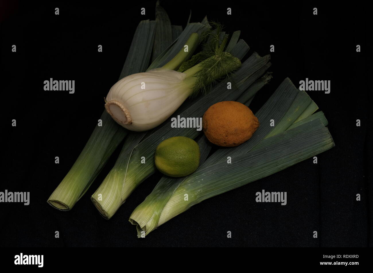 Leek Vegetable Still-life arrangement of fruits and vegetable Stock ...