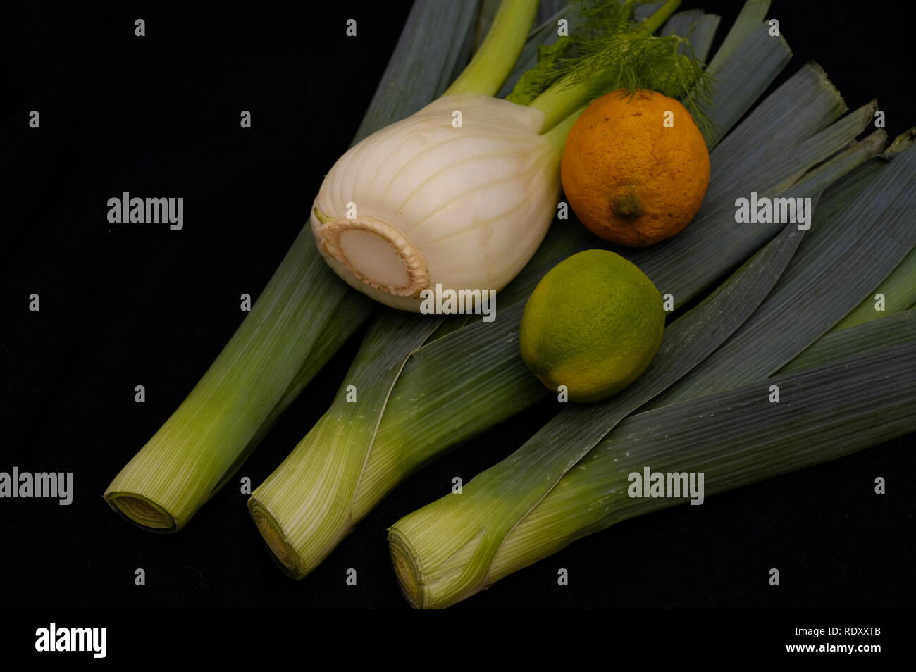 Leek Vegetable Still-life arrangement of fruits and vegetable Stock ...