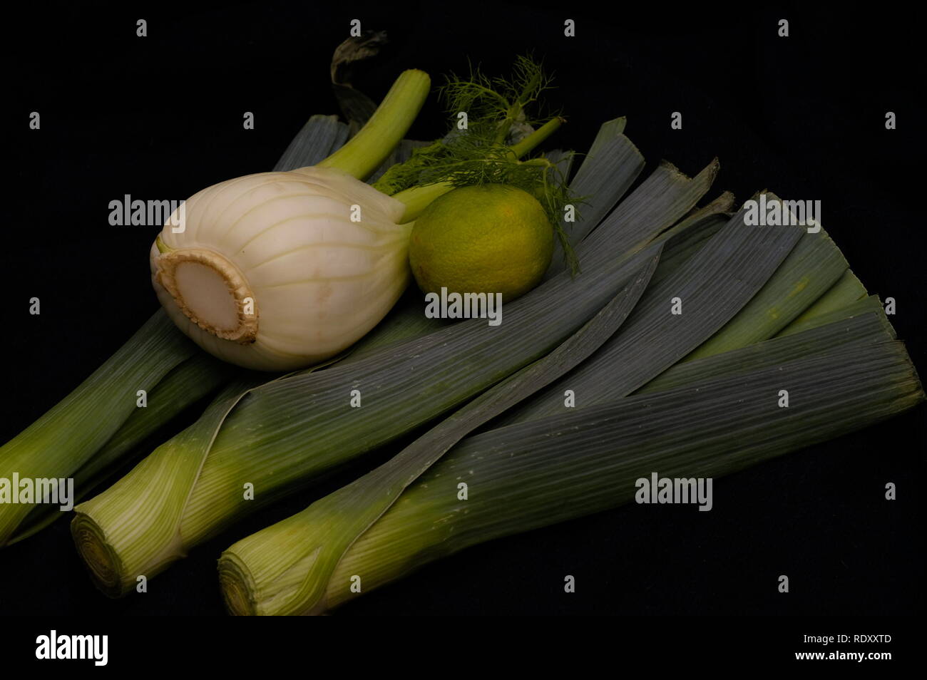 Leek Vegetable Still-life arrangement of fruits and vegetable Stock ...