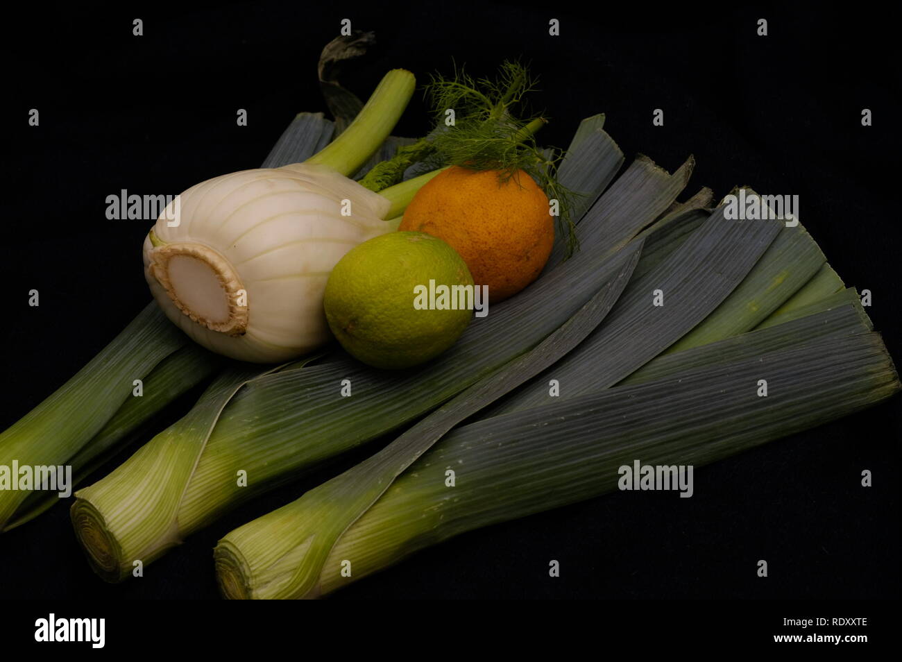 Leek Vegetable Still-life arrangement of fruits and vegetable Stock ...
