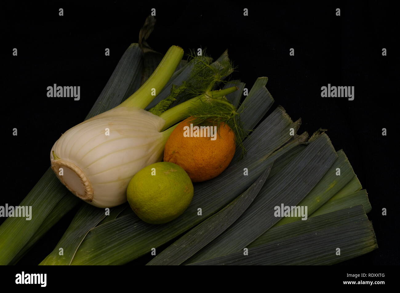 Leek Vegetable Still-life arrangement of fruits and vegetable Stock ...