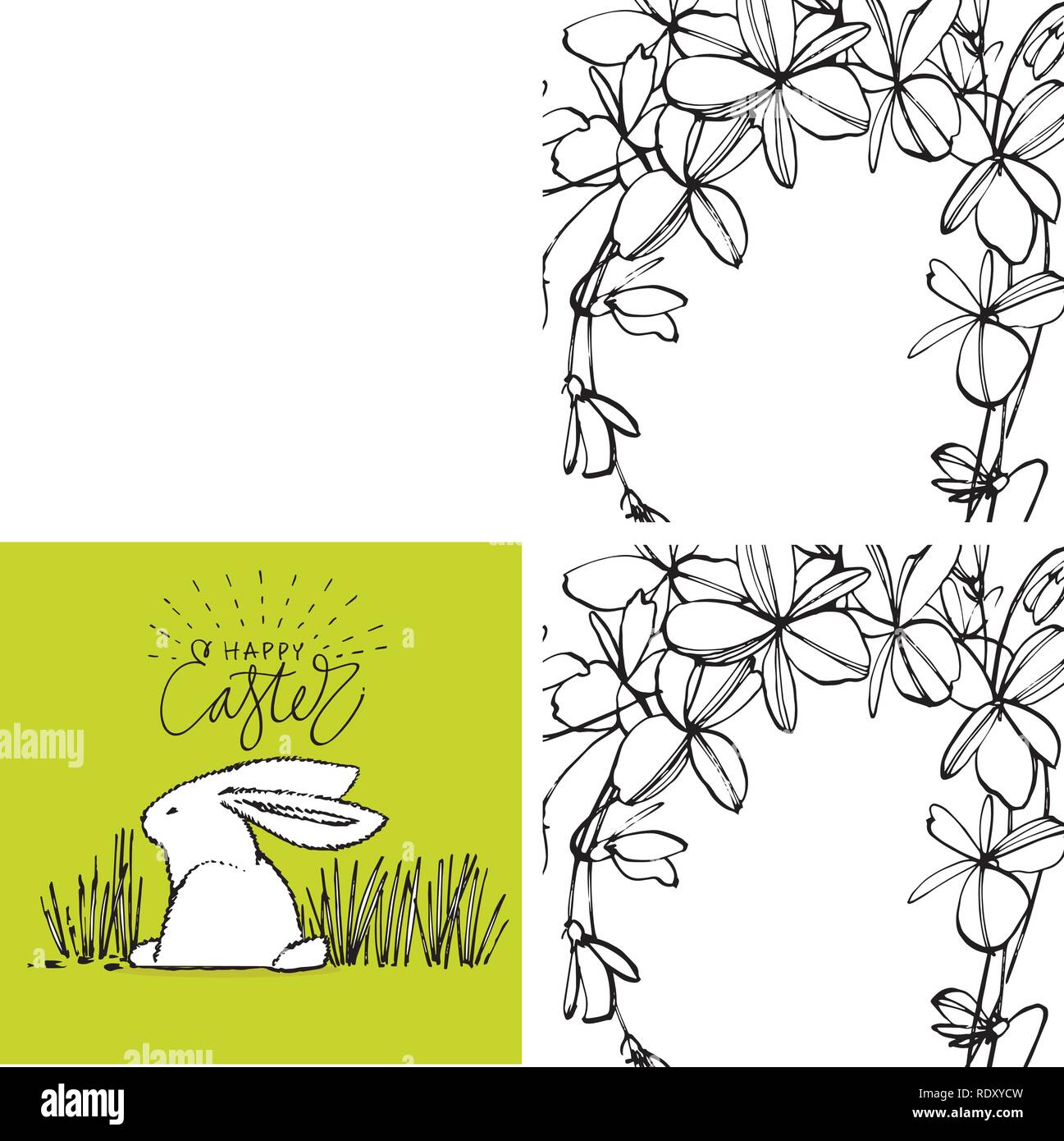 Cute rabbits, hand draw illustration with letterings phrases-Happy ...