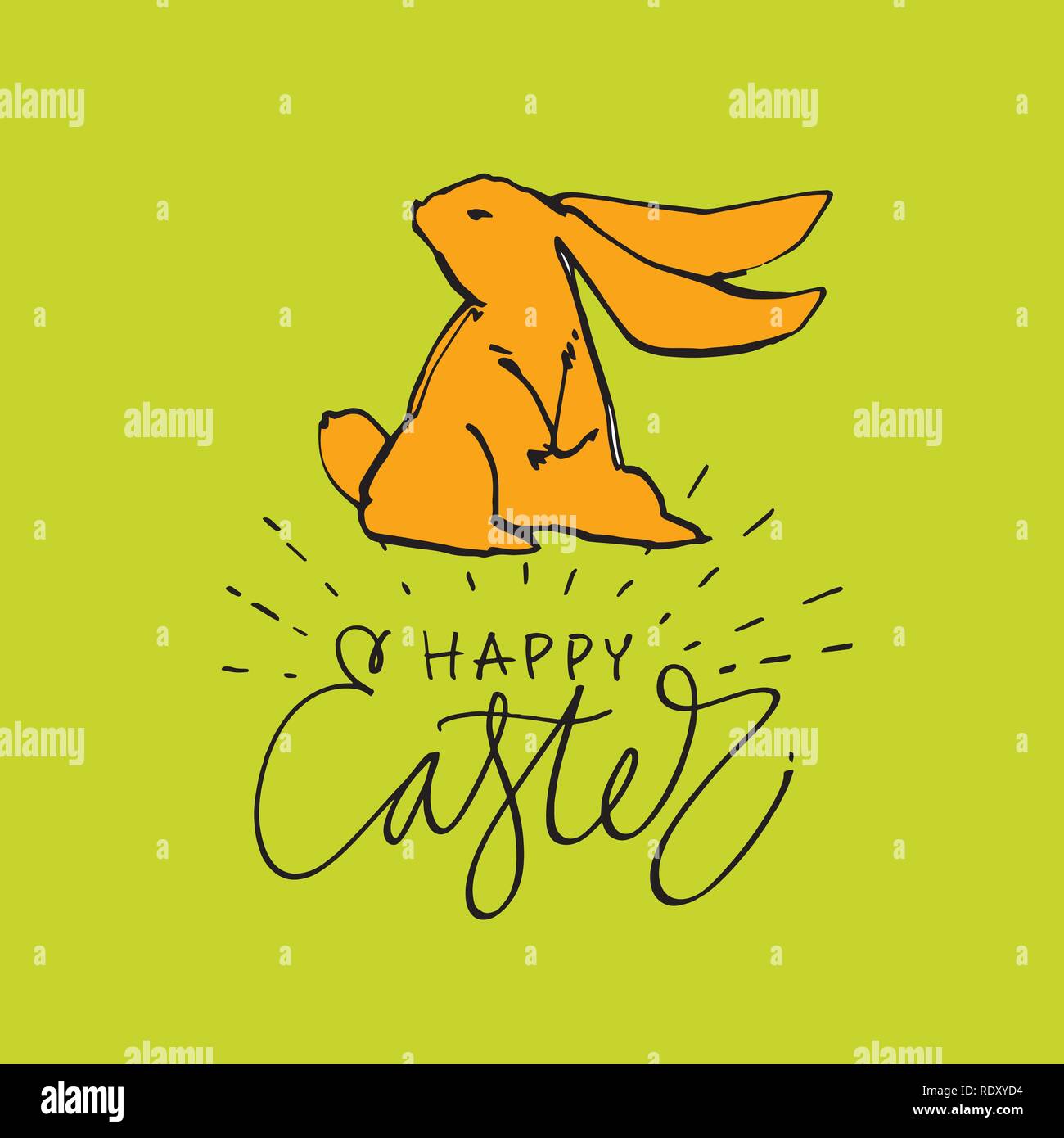 Cute rabbits, hand draw illustration with letterings phrases-Happy ...