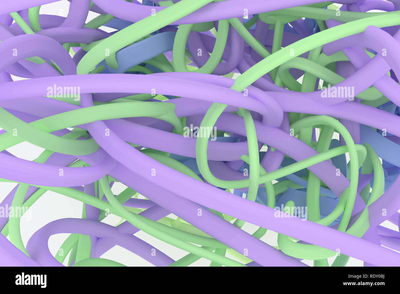 Colorful 3D rendering. CGI composition, bunch of messy string geometric ...