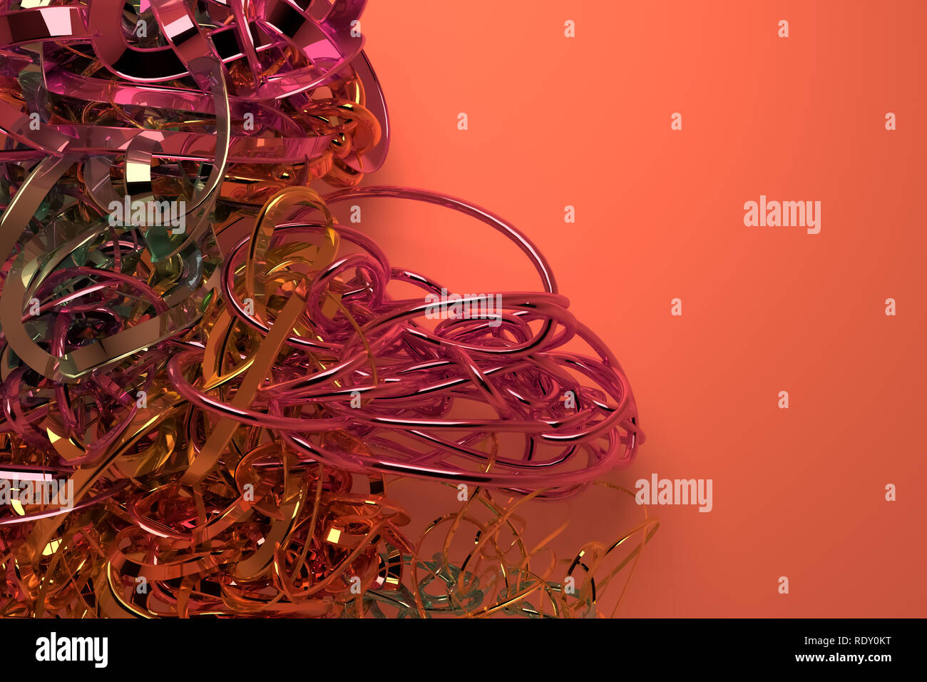 Geometric, bunch of messy string, CGI composition. For web page ...