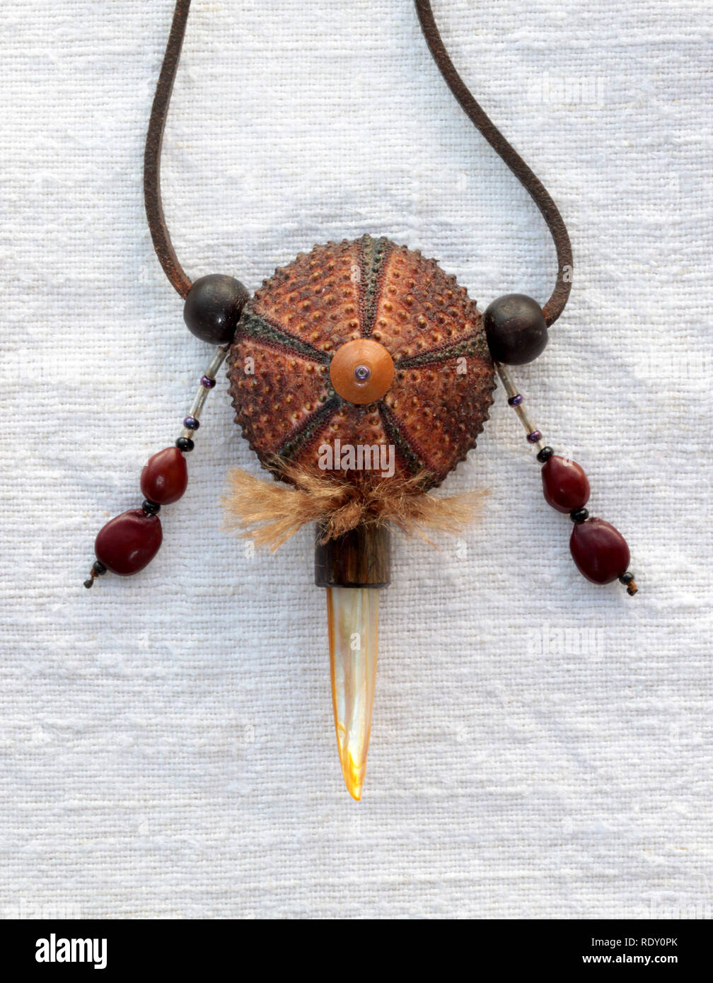 Handamde necklace made of natural materials (sea urchin shells Stock ...