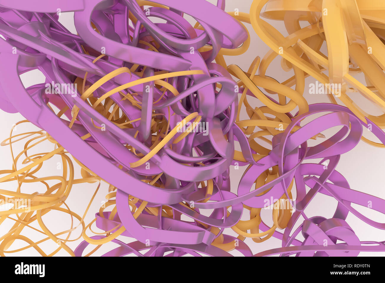 Colorful 3D rendering. CGI composition, bunch of messy string geometric ...