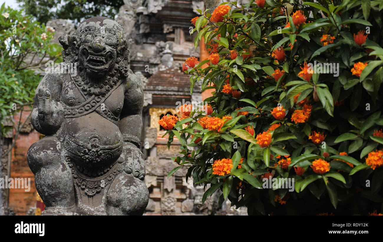 Hindu temple with statues of the gods on Bali island, Indonesia ...