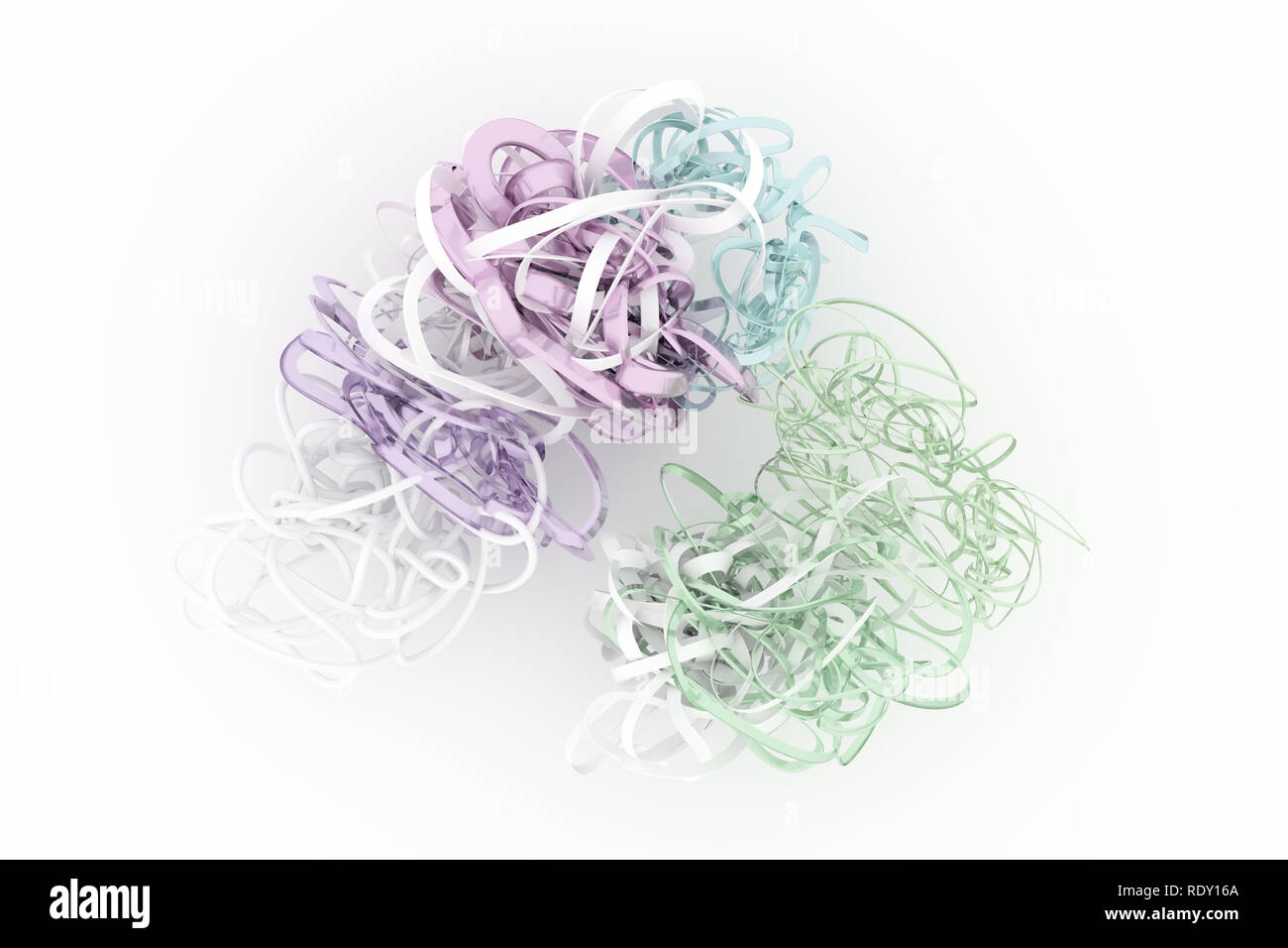 Colorful 3D rendering. Bunch of messy string geometric, illustrations ...