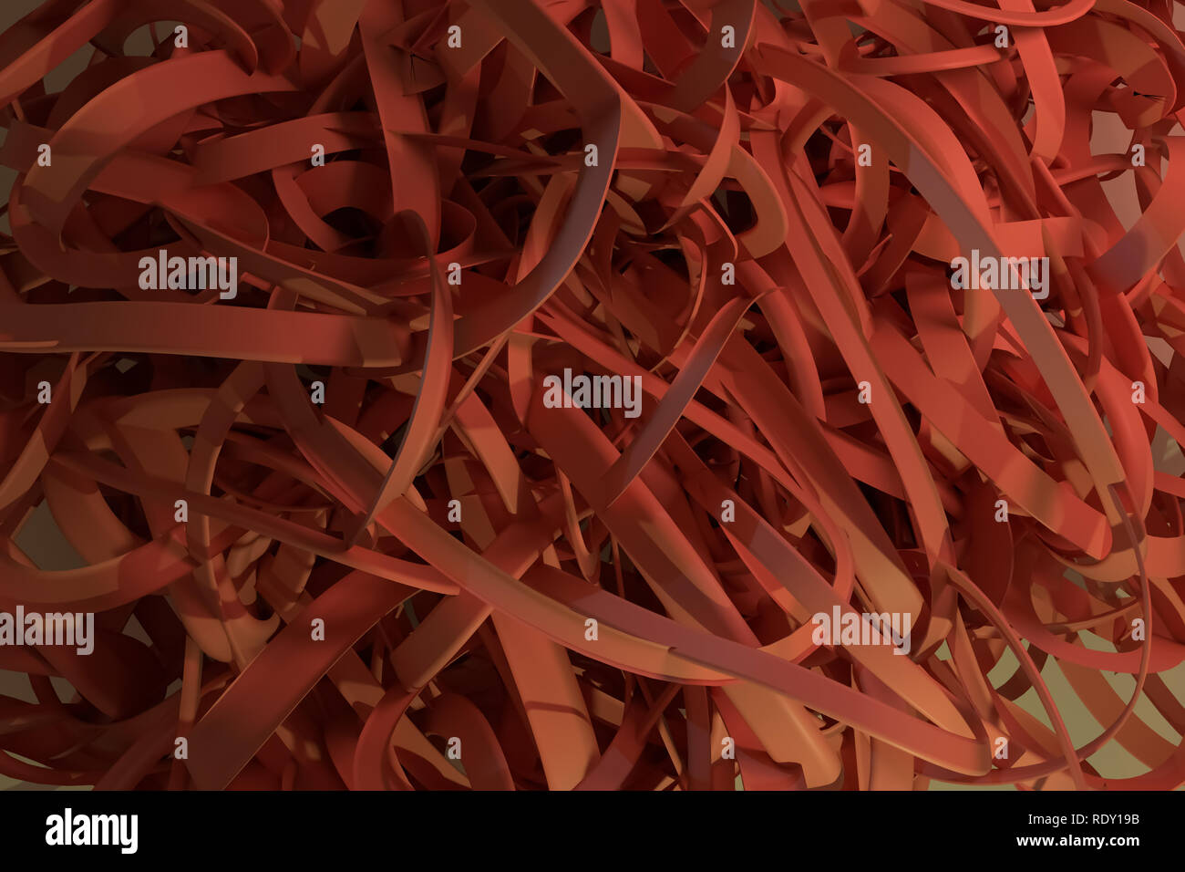 Colorful 3D rendering. Geometric, bunch of messy string, CGI ...