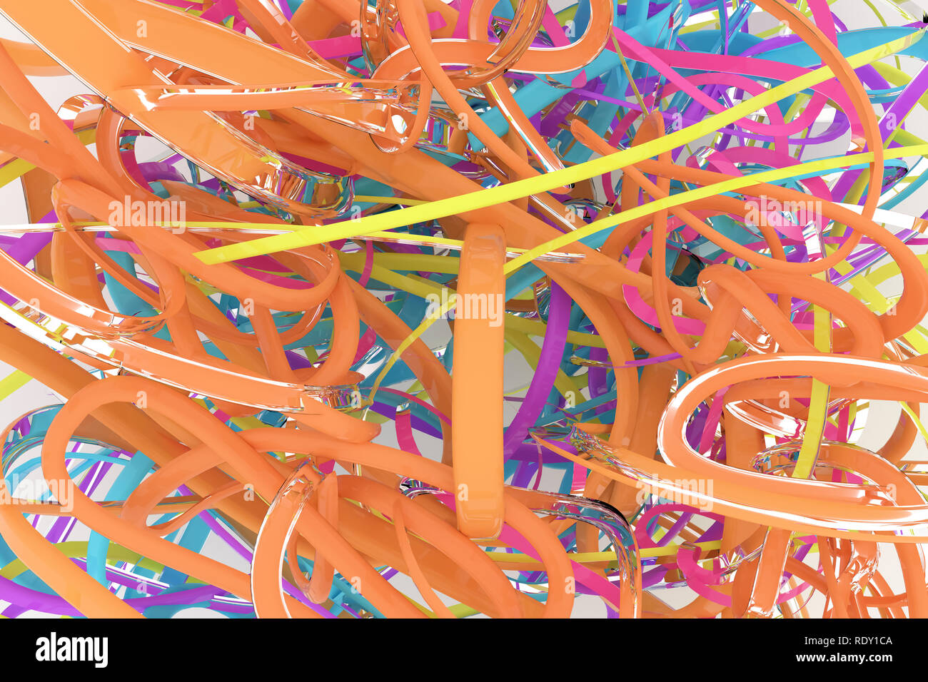 Bunch of messy string geometric, illustrations of CGI composition, for ...