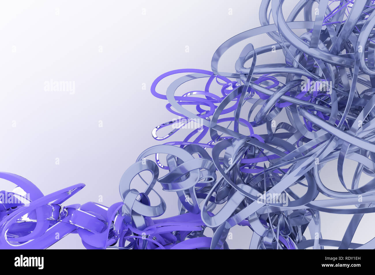 Geometric, bunch of messy string, CGI composition. For web page ...