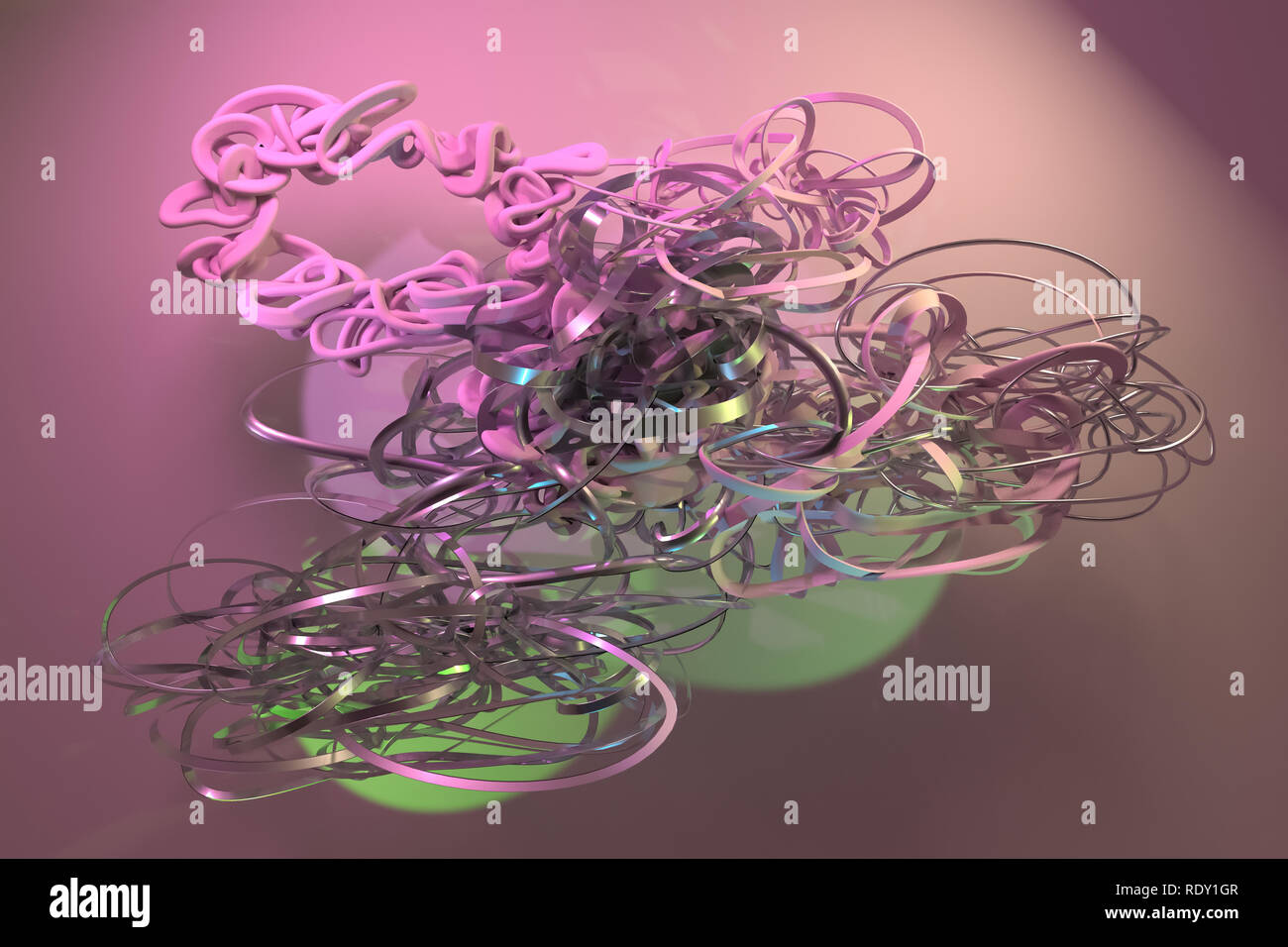 Colorful 3D rendering. Geometric, bunch of messy string, CGI ...
