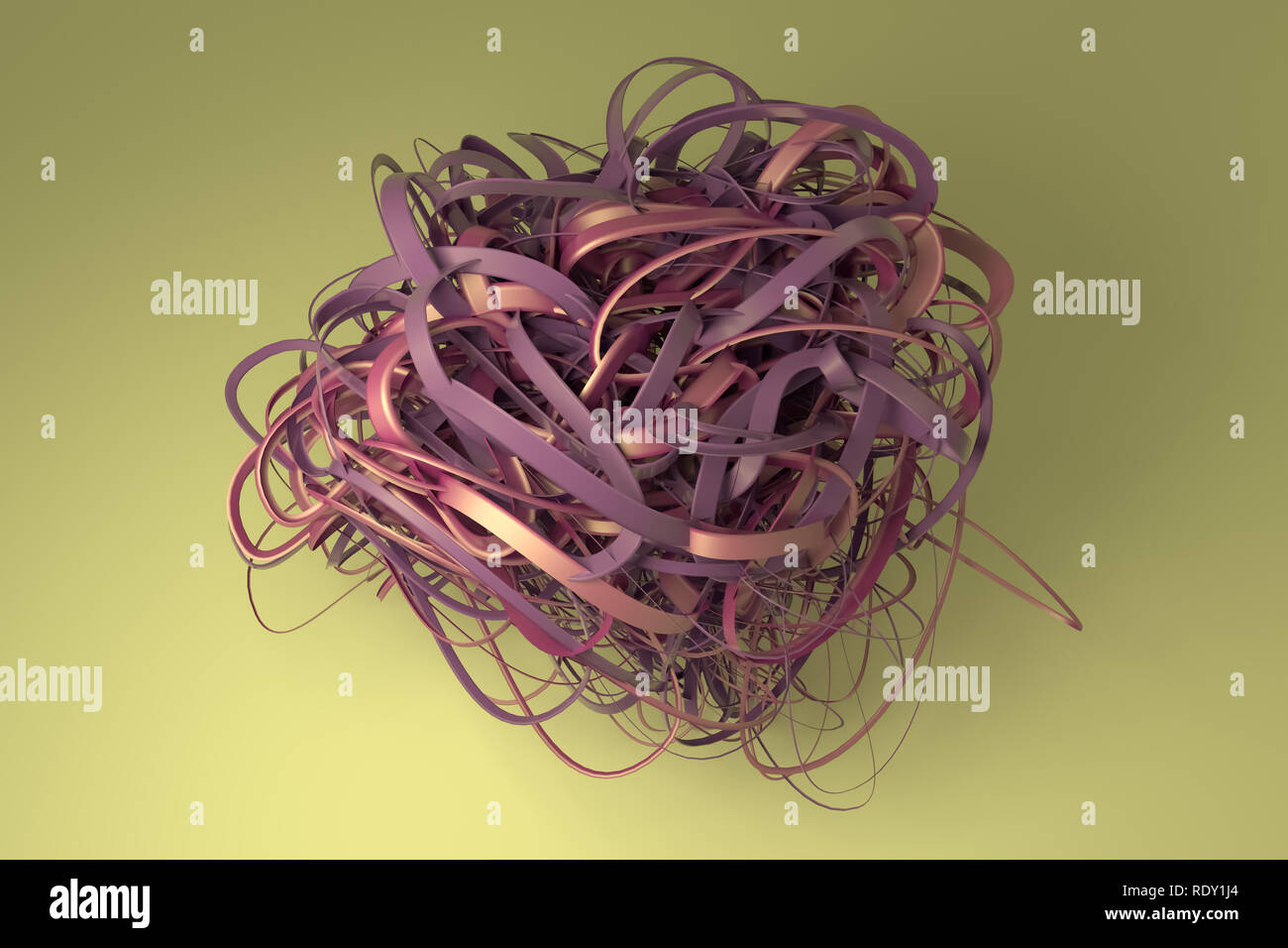 Colorful 3D rendering. Bunch of messy string geometric, illustrations ...