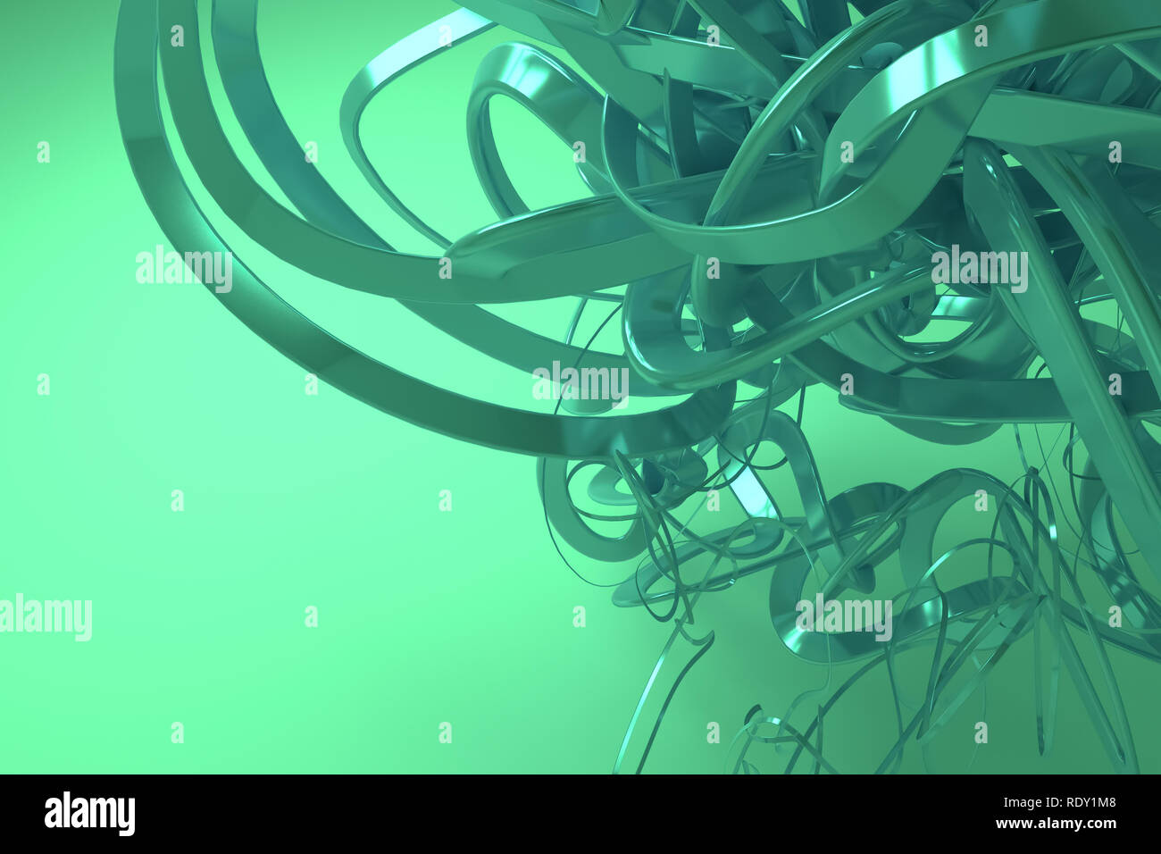 Colorful 3D rendering. Geometric, bunch of messy string, CGI ...