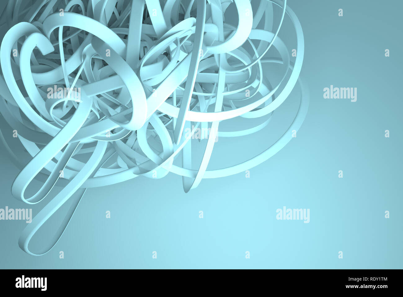 Colorful 3D rendering. Bunch of messy string geometric, illustrations ...