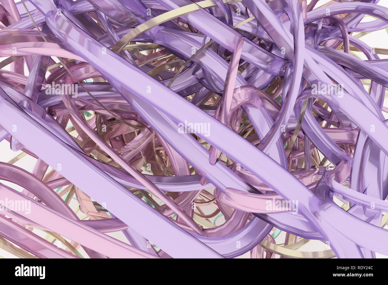 Colorful 3D rendering. CGI composition, bunch of messy string geometric ...