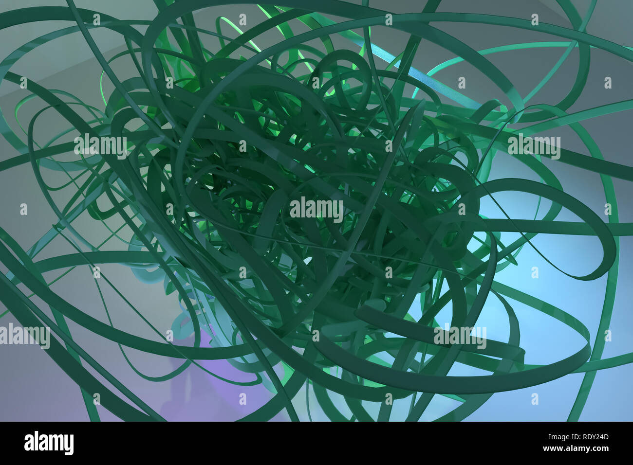 Colorful 3D rendering. CGI composition, bunch of messy string geometric ...