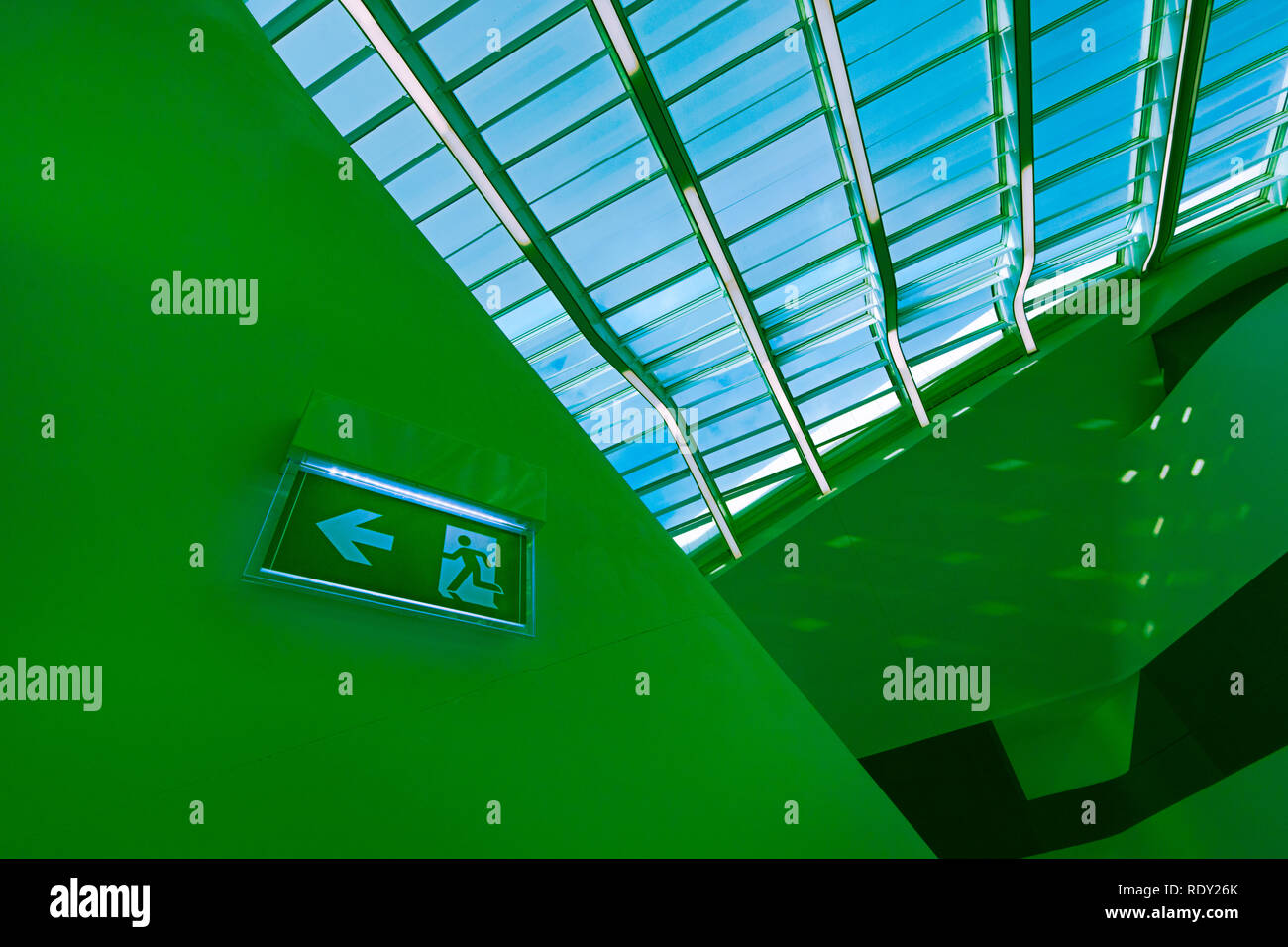 Emergency exit sign on glass hi-res stock photography and images - Alamy