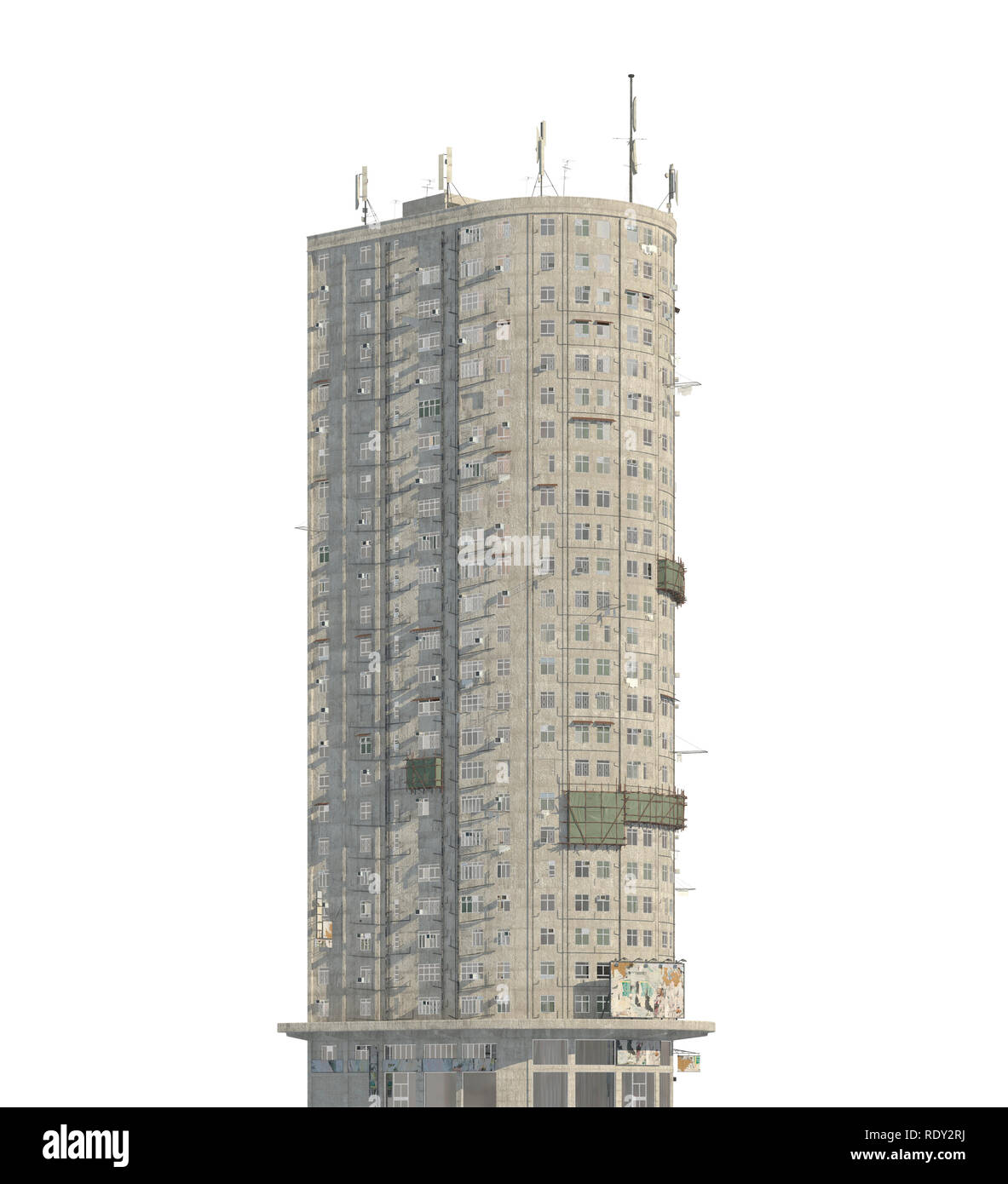 3D illustration slum futuristic building isolated on white background ...