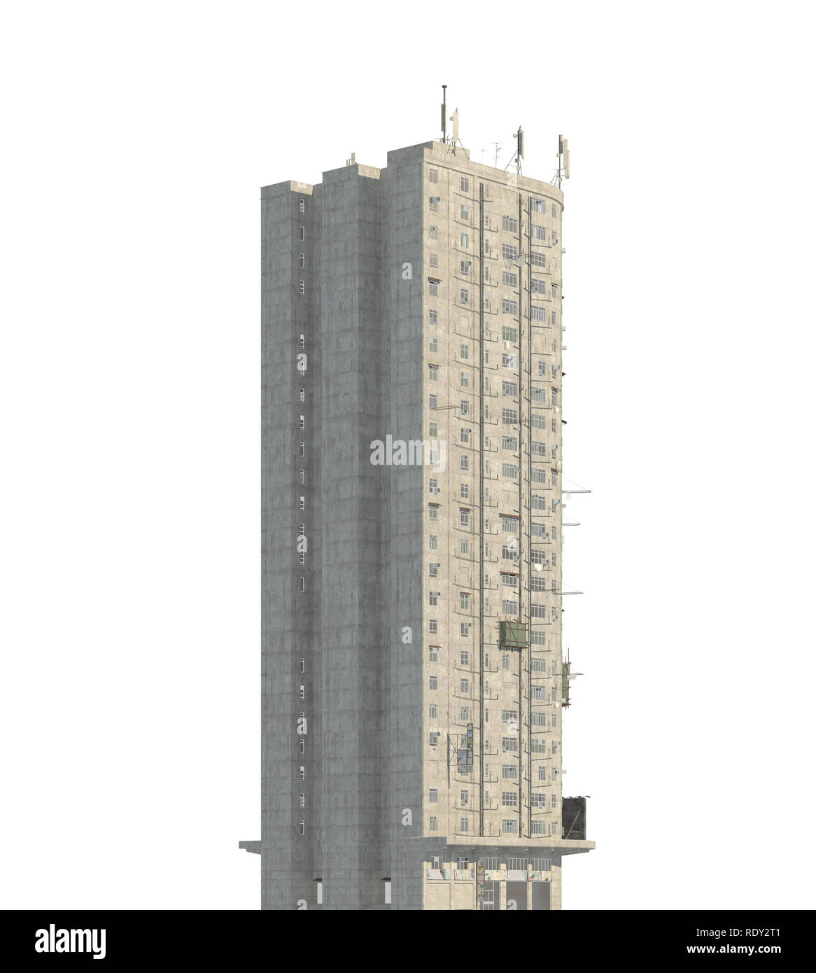 3D illustration slum futuristic building isolated on white background ...