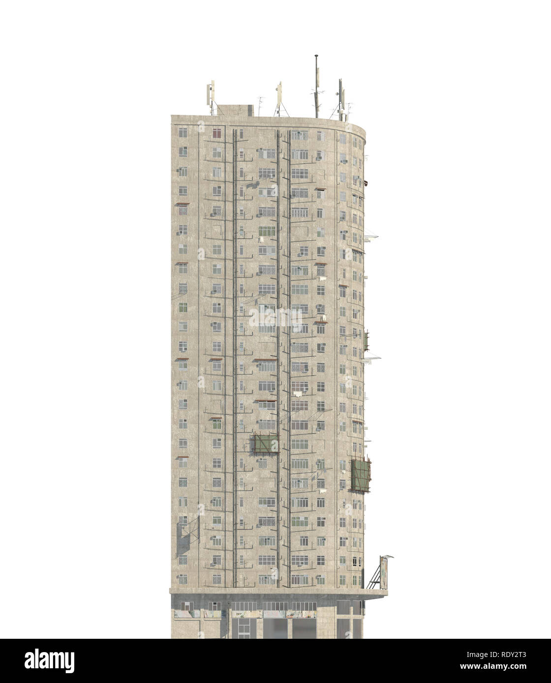 3D illustration slum futuristic building isolated on white background ...