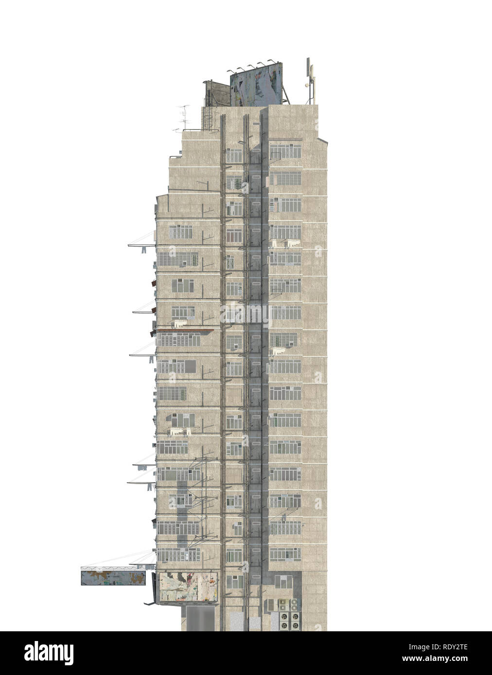 3D illustration slum futuristic building isolated on white background ...