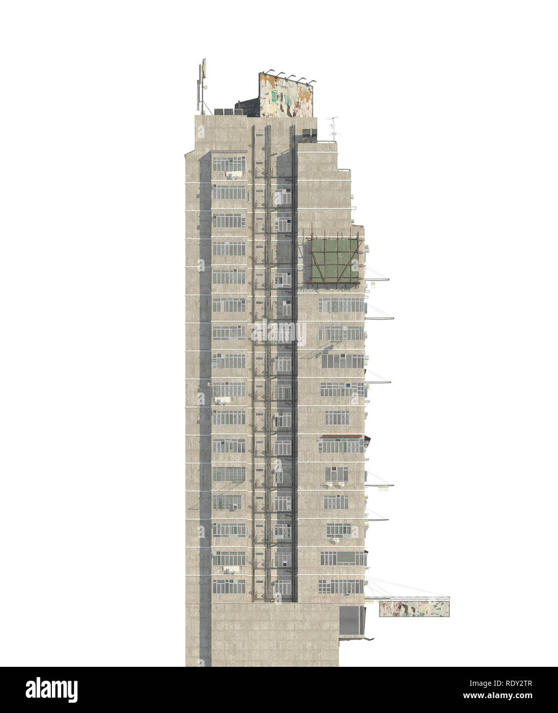 3D illustration slum futuristic building isolated on white background ...