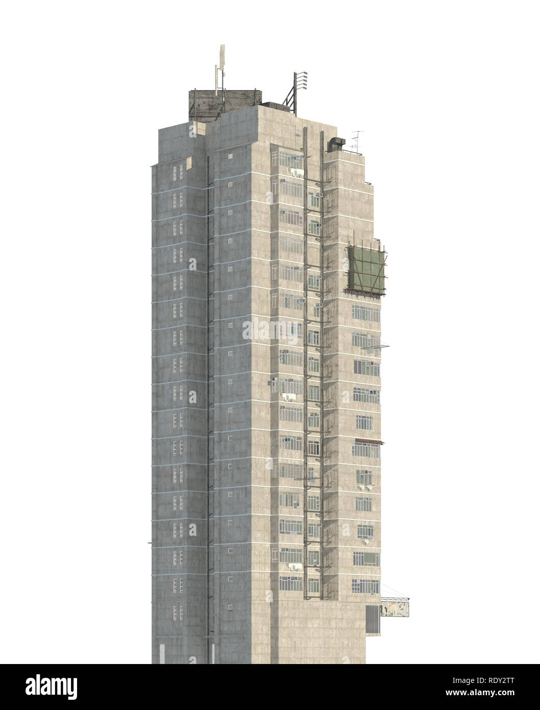 3D illustration slum futuristic building isolated on white background ...