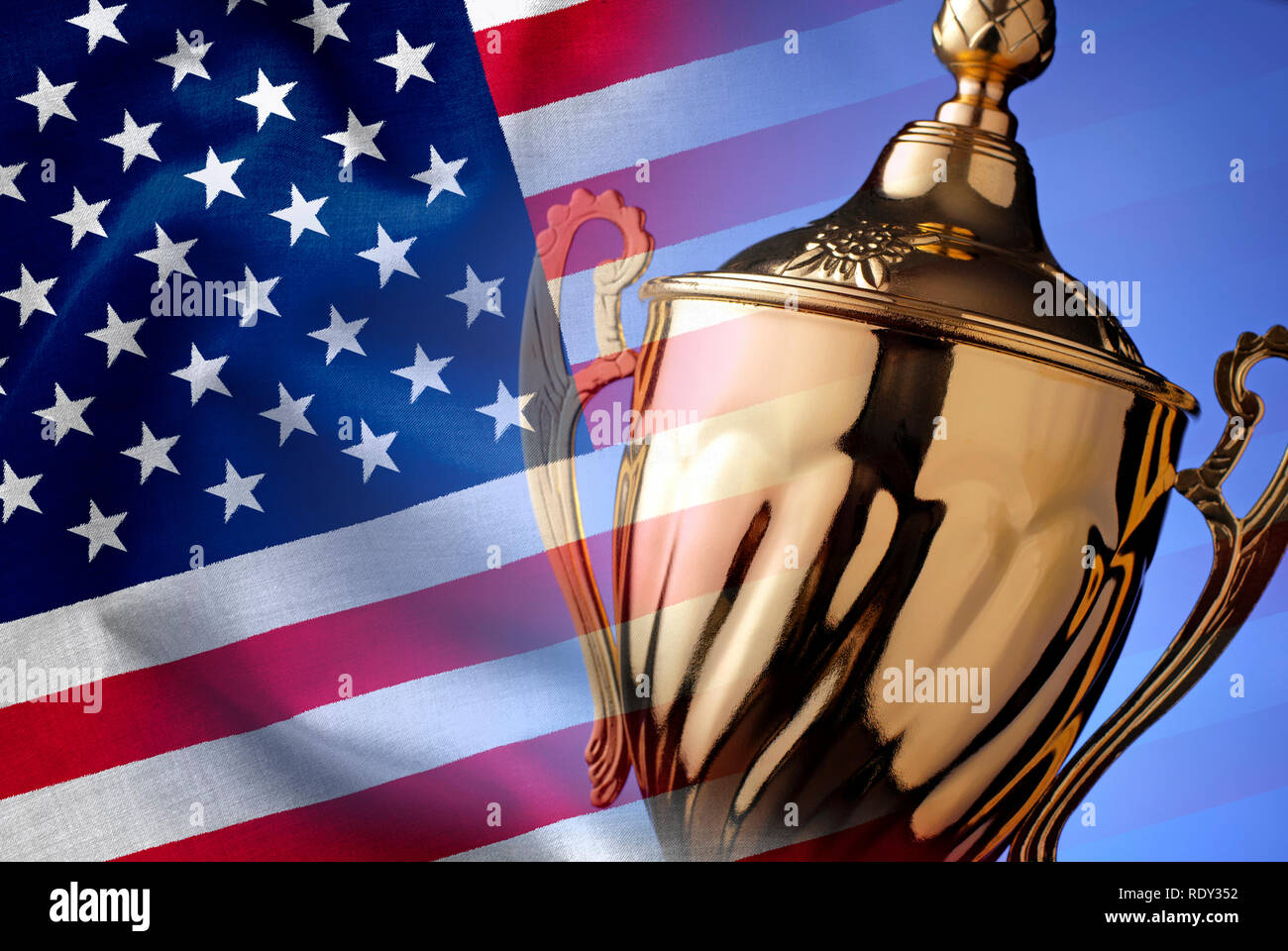 Winners with flag hi-res stock photography and images - Alamy