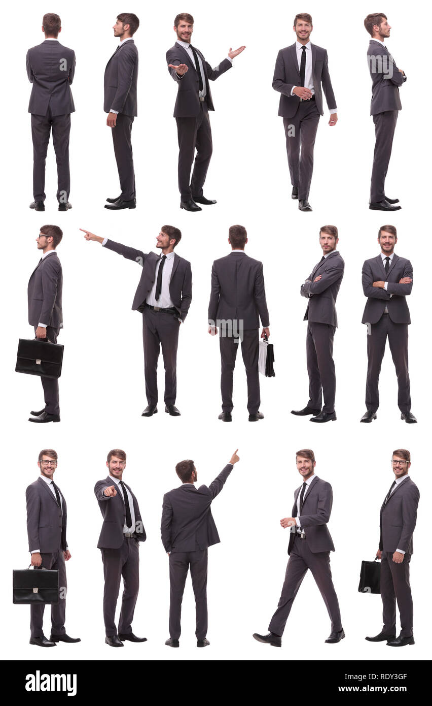 collage of photos of a successful businessman. isolated on white Stock ...
