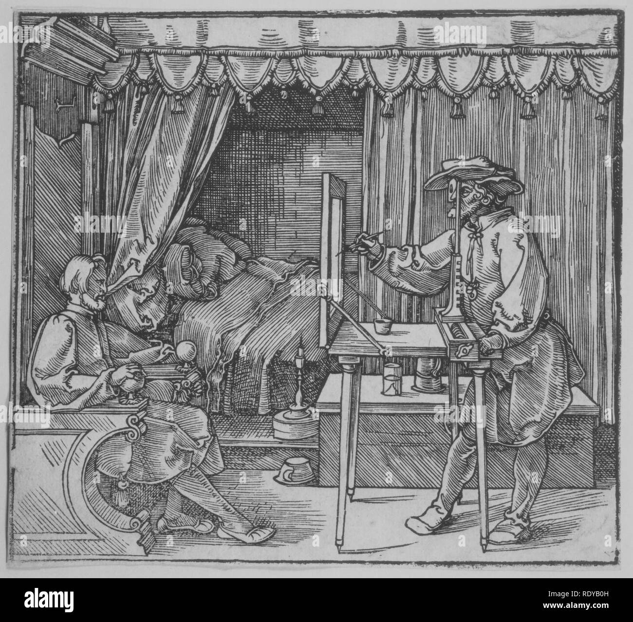 Artist Drawing a Portrait of a Man Stock Photo - Alamy