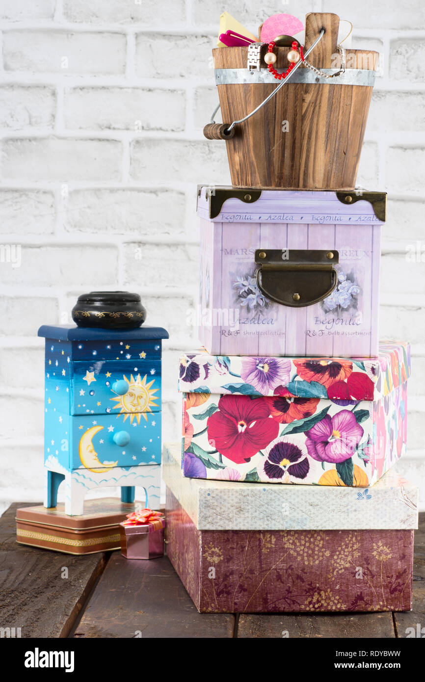 Storage solution - multiple boxes and containers used to store and ...