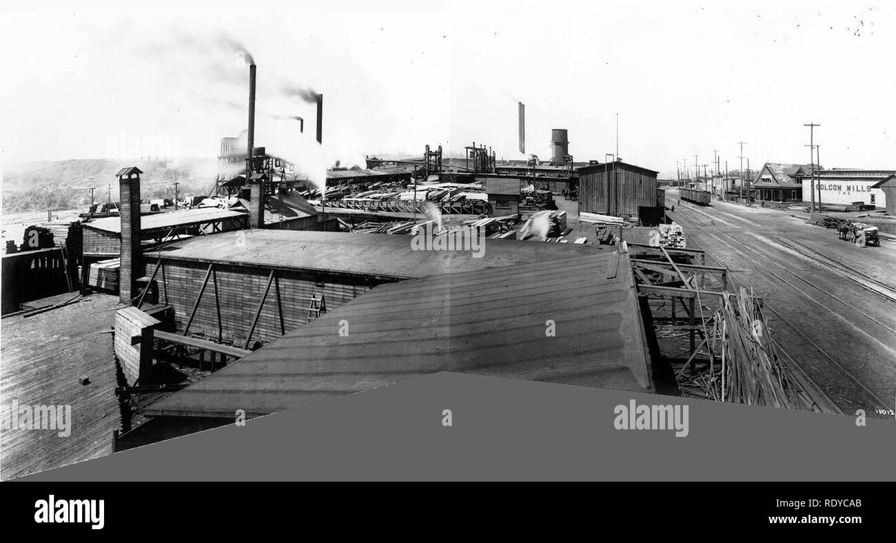 Asahel Curtis panorama of Bolcom Mills, Ballard district, Seattle (1910 ...