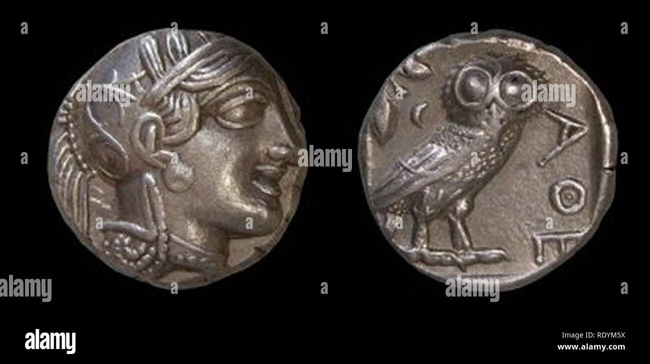 Athens owl coin Stock Photo - Alamy