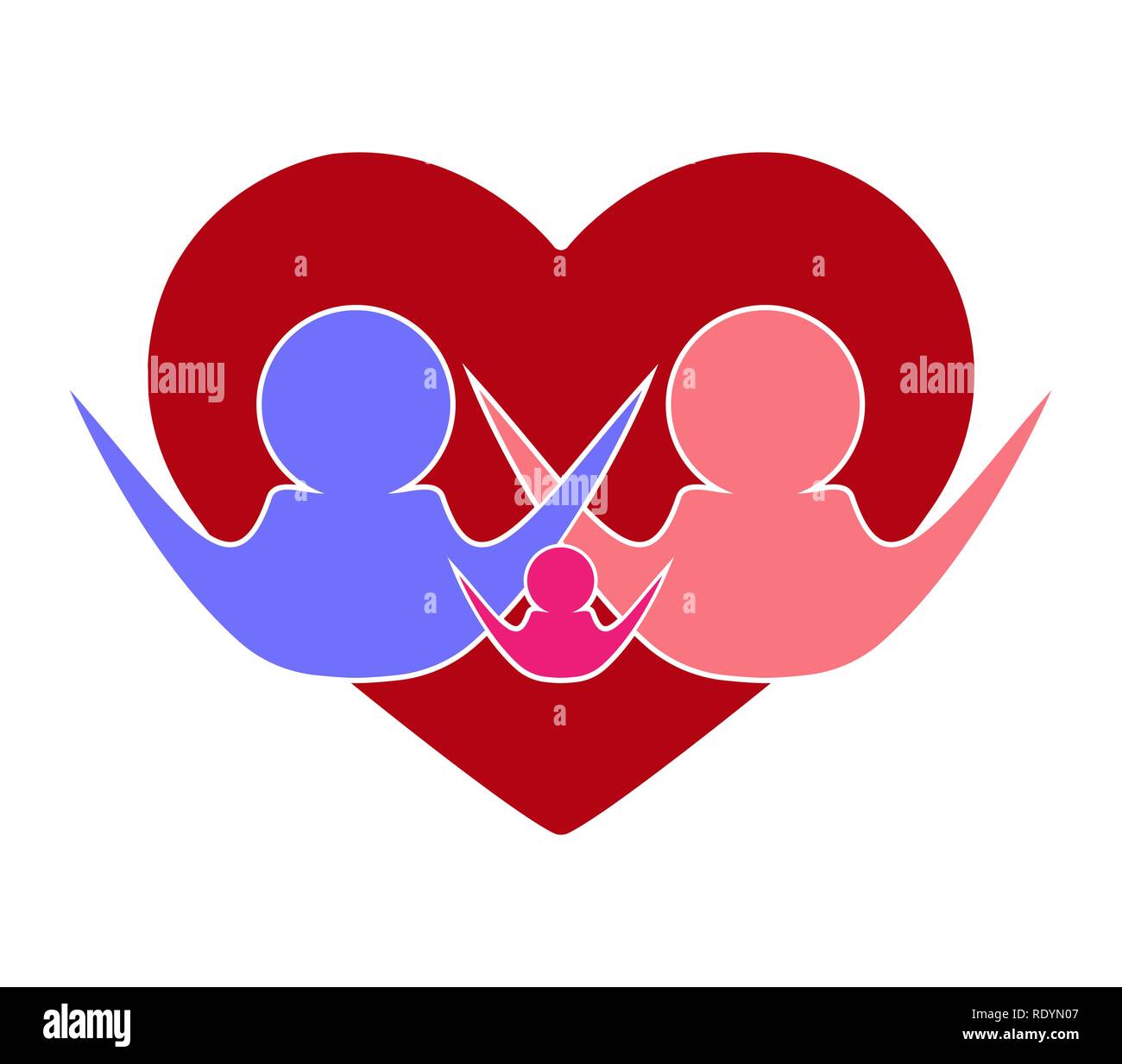 Conceptual drawing on the relationship of women, men and families Stock ...