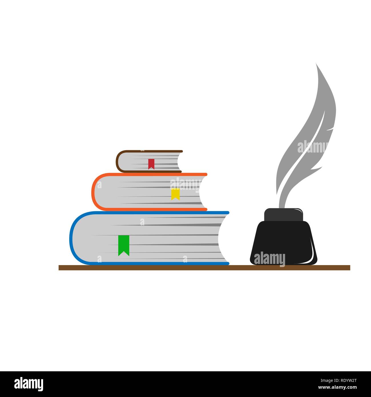 Book stack inkwell Stock Vector Images - Alamy