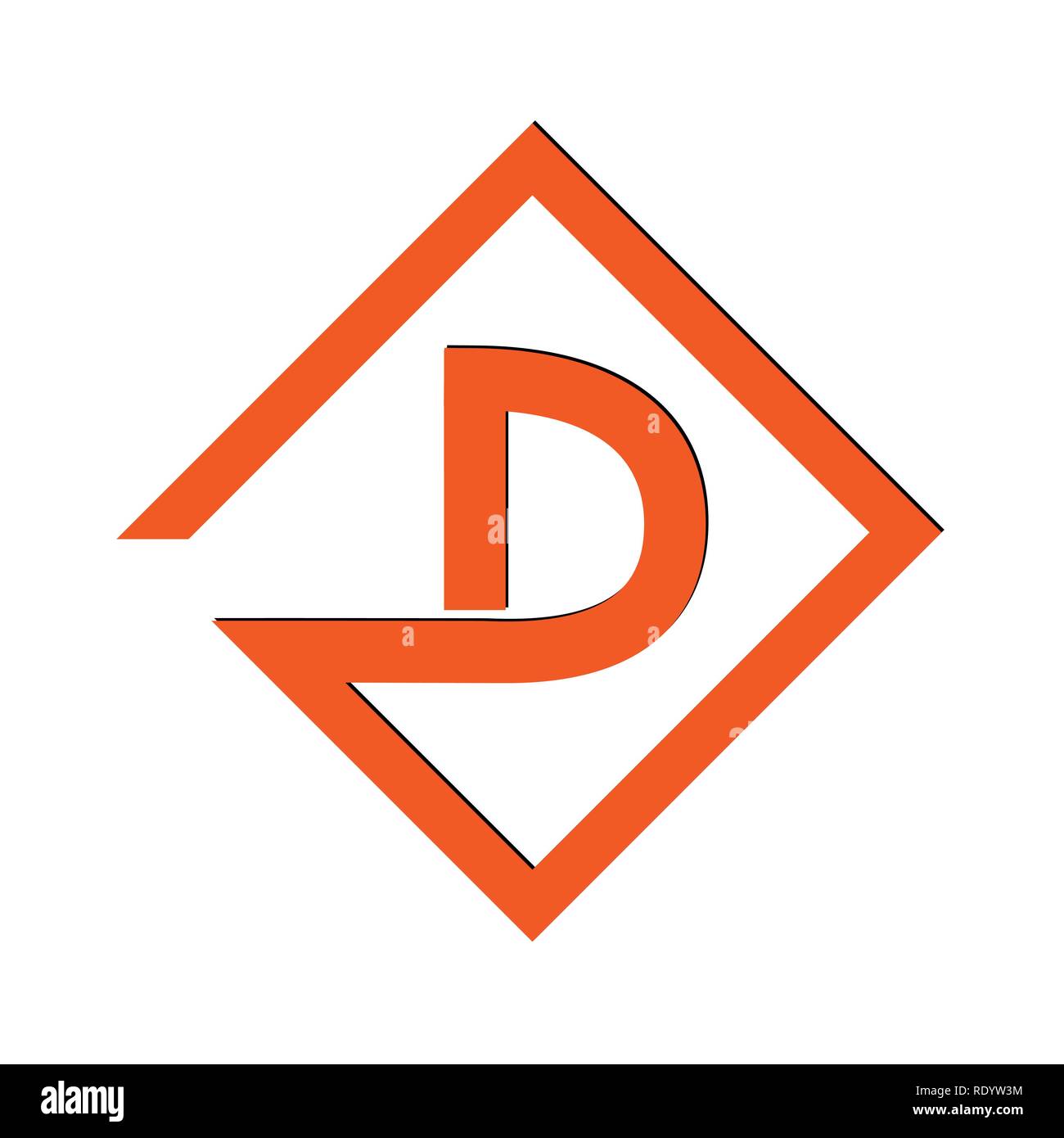 Silhouette of the letter D inside the square. Logo Stock Vector Image ...