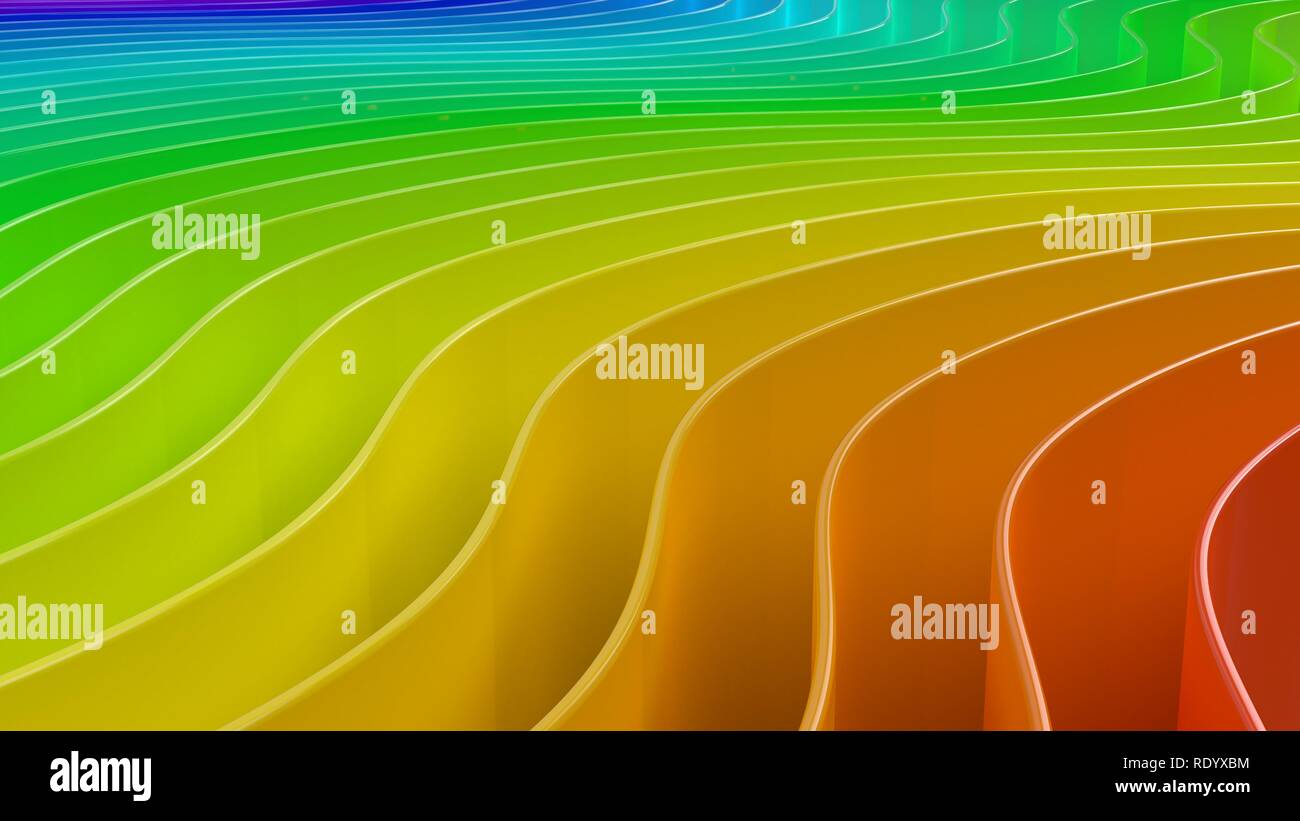 rainbow geometric curved colorful prism light 3d render Stock Photo - Alamy