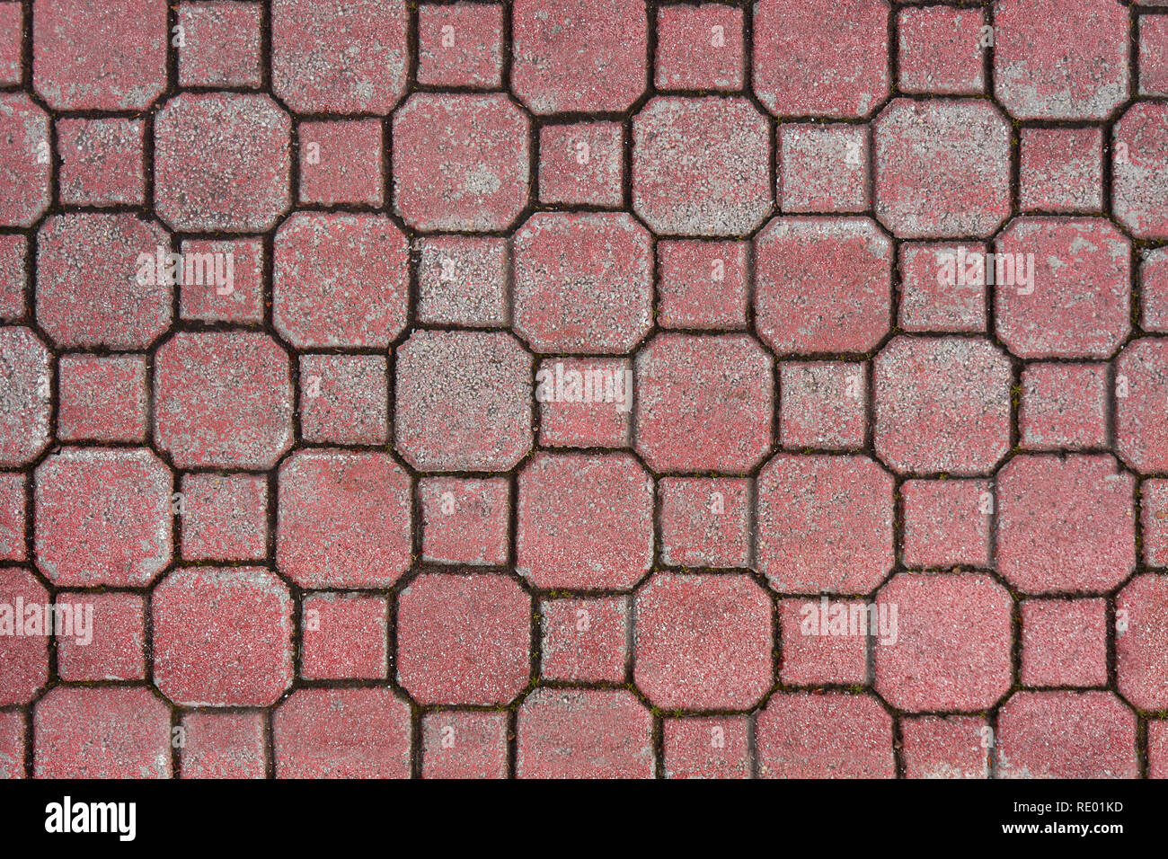 Red block street stone walkaway pavment texture in the city Stock Photo ...